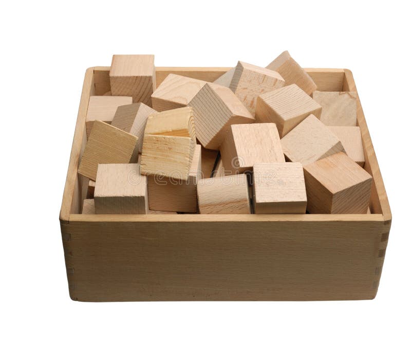Box of Wooden Bricks Isolated Stock Image - Image of rectangle, wood ...