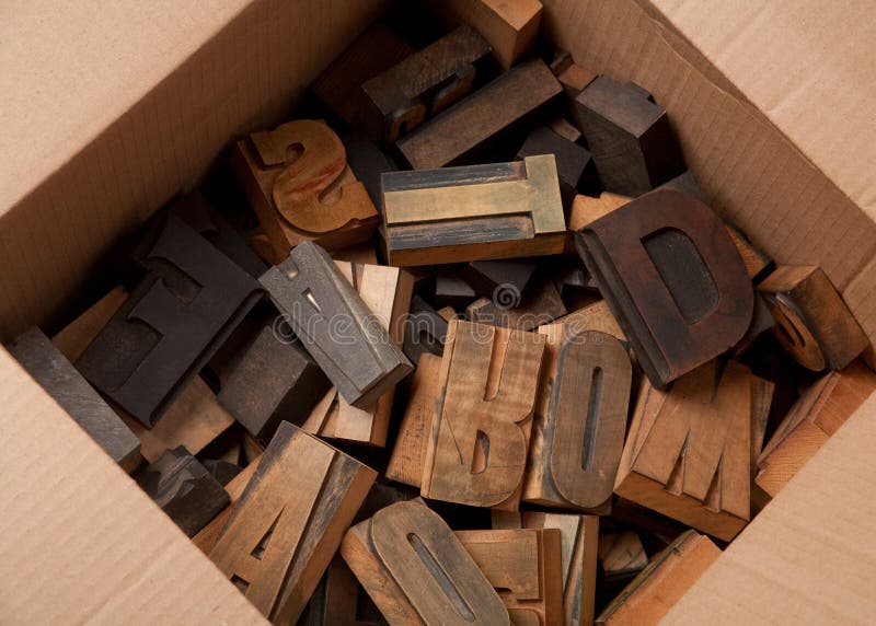 Box with Wooden Letter Cases Stock Image - Image of character ...