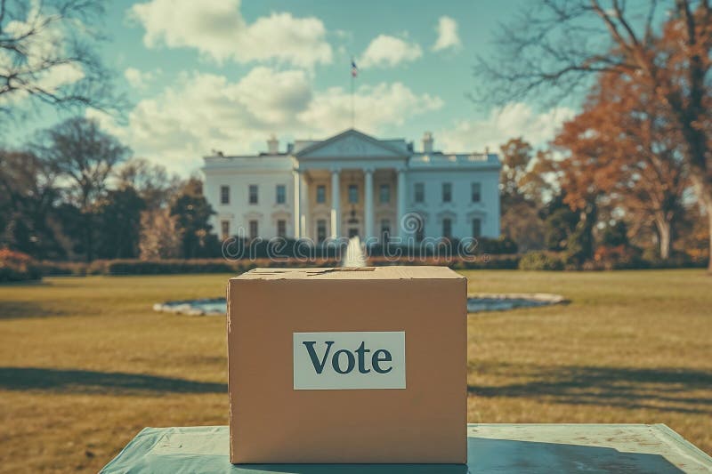 A Box with the Word Vote on it is Sitting on a Table in Front of a ...