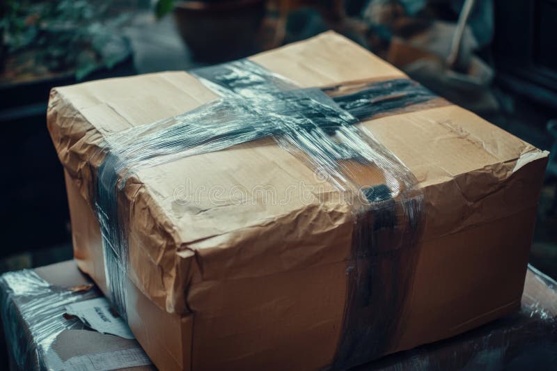 A Box Wrapped in Plastic Sitting on Top of Another Box, Suitable for ...
