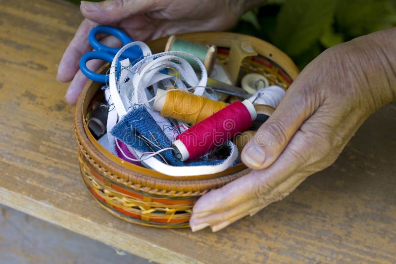 Box with Yarn and Needles stock image. Image of darning - 96144791