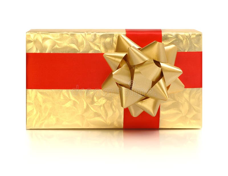 Box with Yellow Holiday Bow Stock Image - Image of isolated, closeup ...