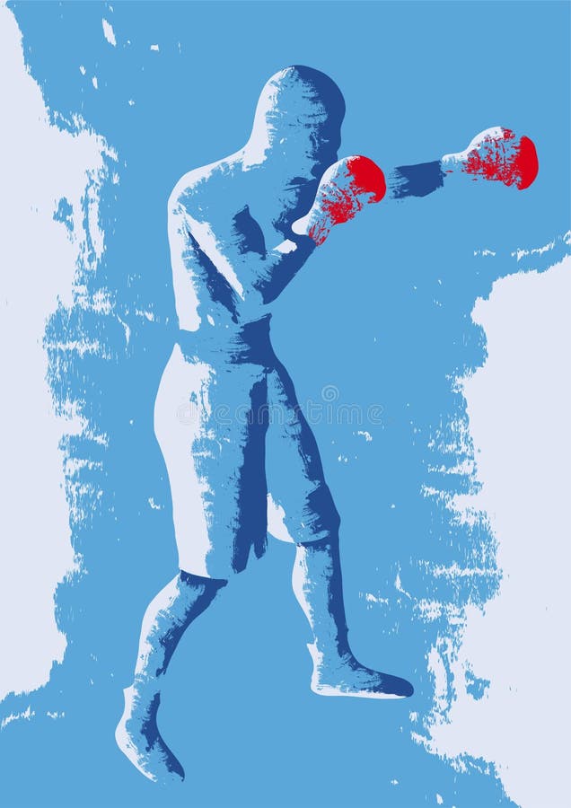 Stiliserad Siluett Av En Boxare, Boxningssymbol Vektor Illustrationer ...