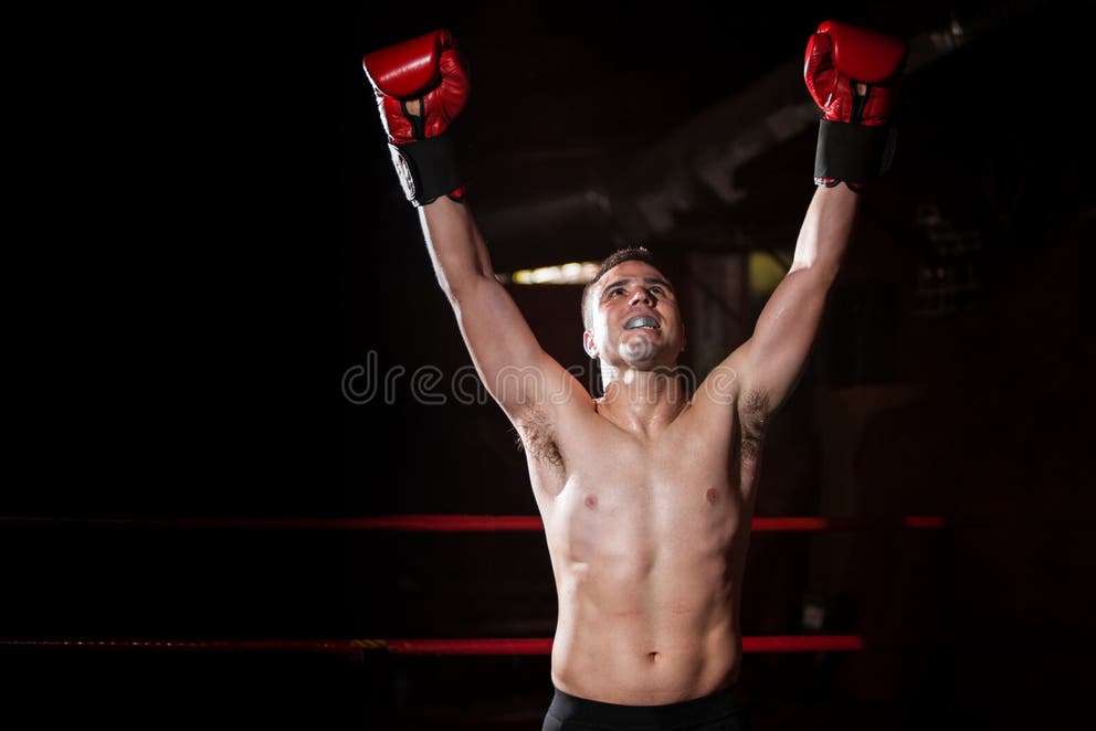 Boxare Som Firar Hans Seger Arkivfoto - Bild av cirkel, kämpe: 33847022