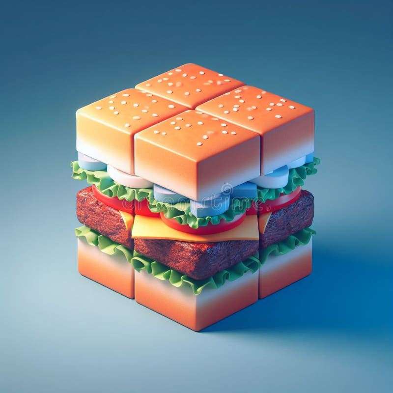 Square shaped hamburger stock illustration. Illustration of ...