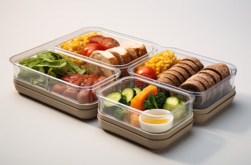 Boxed Salad Food Containers with Fresh Food and Forks Stock ...