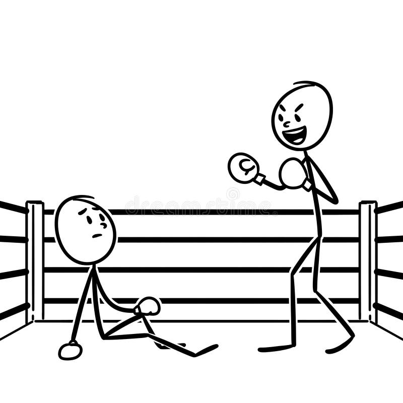 A Boxer Beats His Opponent with a Fierce Face Stock Illustration ...