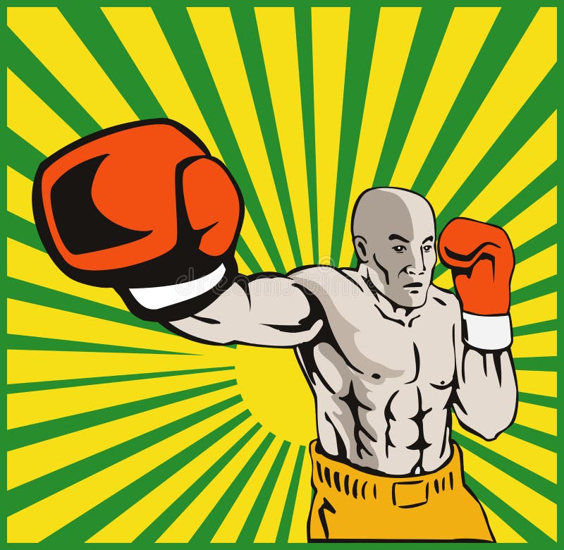 Boxer Boxing Jabbing Front stock illustration. Illustration of gloves ...