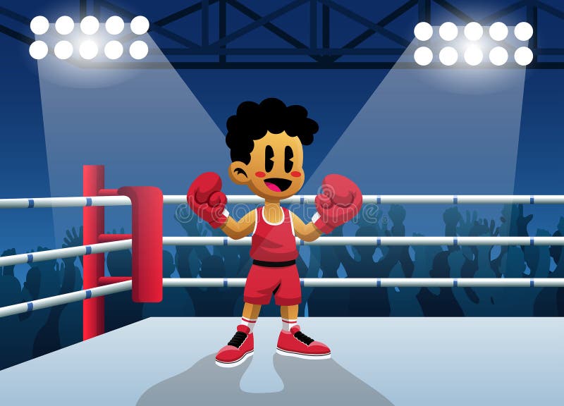 Boxer Boy Ready To Fight in Boxing Ring Stock Vector - Illustration of ...