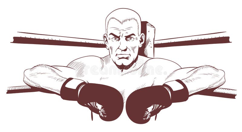 Boxer in Corner of Boxing Ring. Stock Illustration. Stock Vector ...