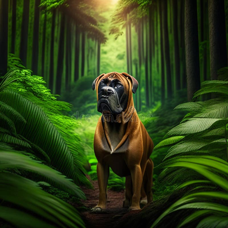 Boxer Dog in the Forest. 3d Rendering, 3d Illustration AI Generated ...