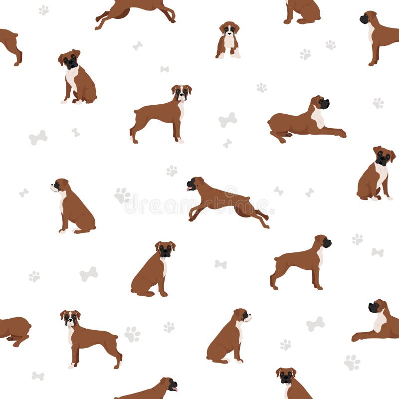 Boxer Dog Silhouette Pattern