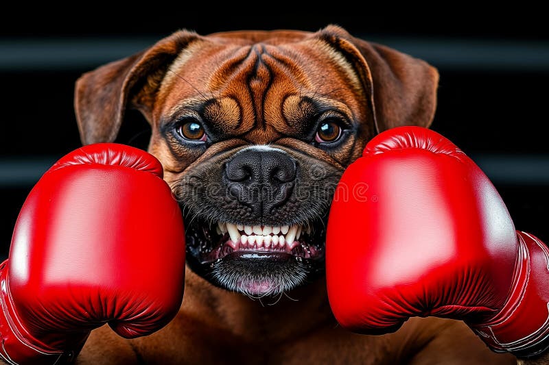 Boxer Dog Wearing Red Boxing Gloves Ring Stock Photos - Free & Royalty ...