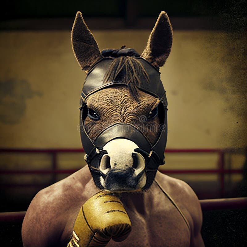 Boxer with a Donkey Face in Boxing Ring Image Stock Illustration ...
