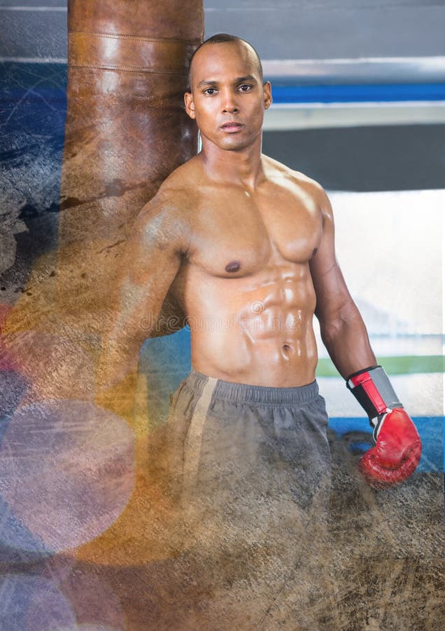 Boxer Fighter Man with Transition Stock Image - Image of circle ...