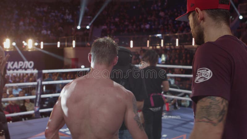 Red Boxing Glove Lay on the Table of the Judges of a Boxing Match ...