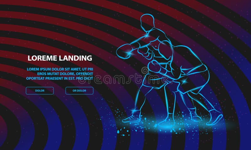 Boxer Has Hit and the Opponent Falls in Knockout. Vector Sport ...