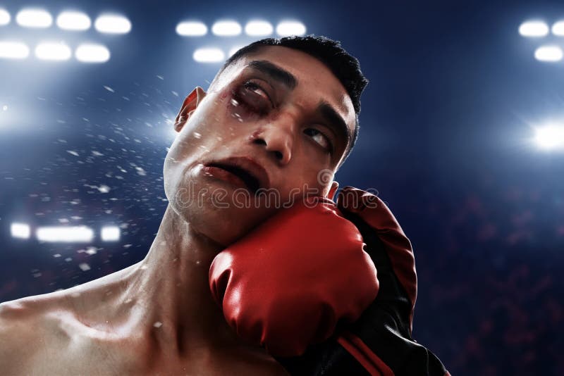 Boxer Hitting Punch in the Face Stock Photo - Image of conflict ...
