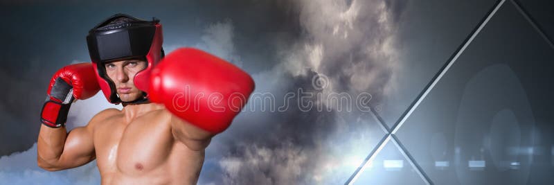 Boxer Man with Dramatic Effects Stock Image - Image of cloudscape, bare ...