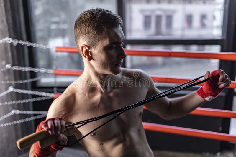 Boxer Man in Ring stock photo. Image of aggressive, afro - 140374126