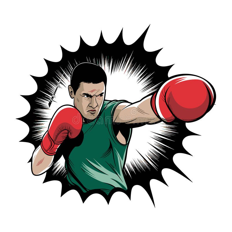 A Boxer Mid-punch, with a Dynamic Burst Effect in the Background Stock ...