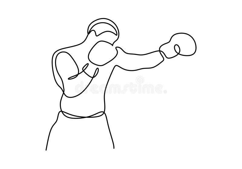 Boxer One Line Drawing, Girl Fighter Kick Training Continuous Hand ...