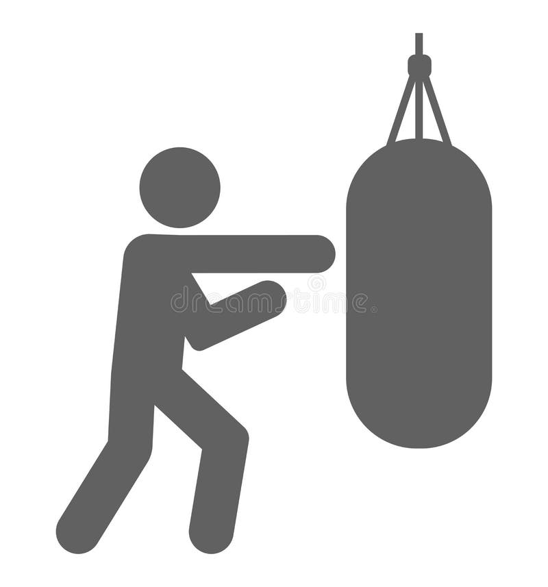 Boxer Person with Boxing Bag Stock Vector - Illustration of label ...