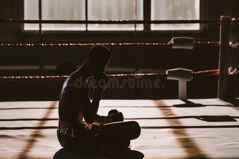 Boxer Practicing Breathing Techniques in Solitude before a Match Stock ...