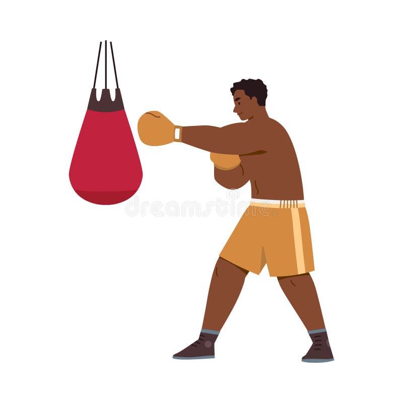 Boxer Practicing Vector Illustration in Gym. Stock Illustration ...