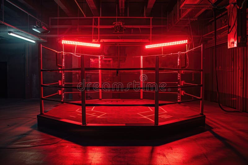 A Boxer Prepares for a Fight in a Dimly Lit Room, Spotlight Focused on ...