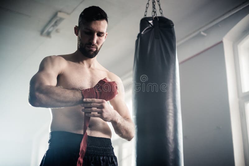 Big Hard Boxer Puncher Spar Fight Red Gloves Stock Image - Image of ...