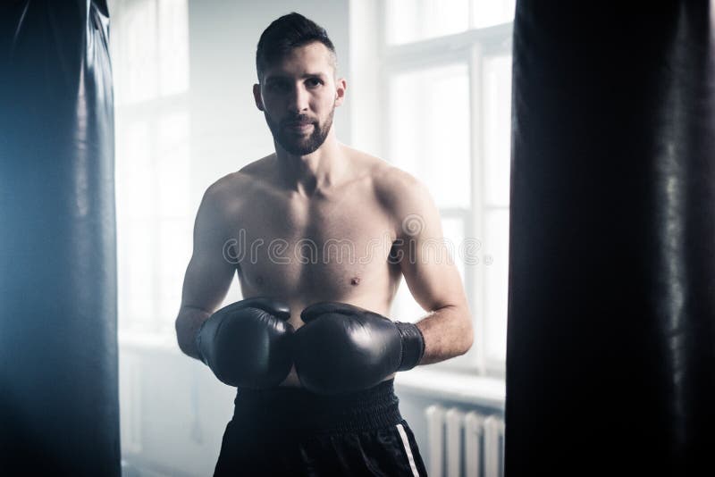 Boxer Preparing for a Hard Fight Stock Image - Image of person, fight ...