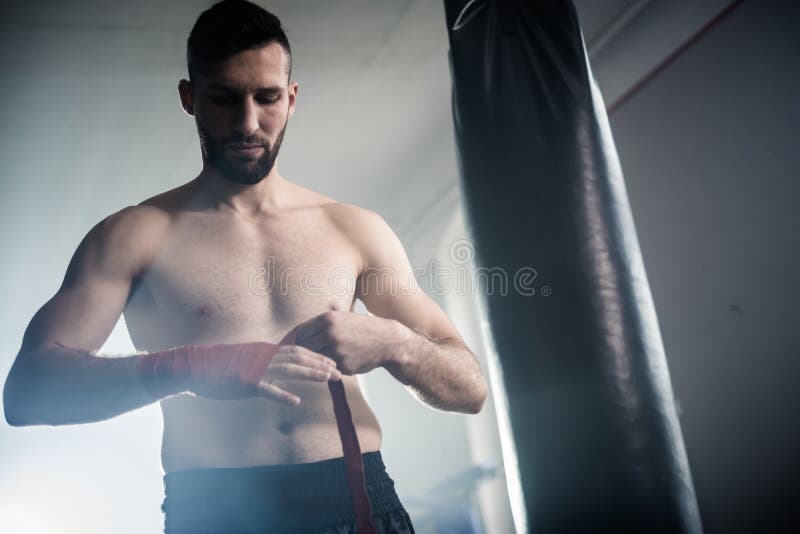 Boxer Preparing for a Hard Fight Stock Photo - Image of athletic ...