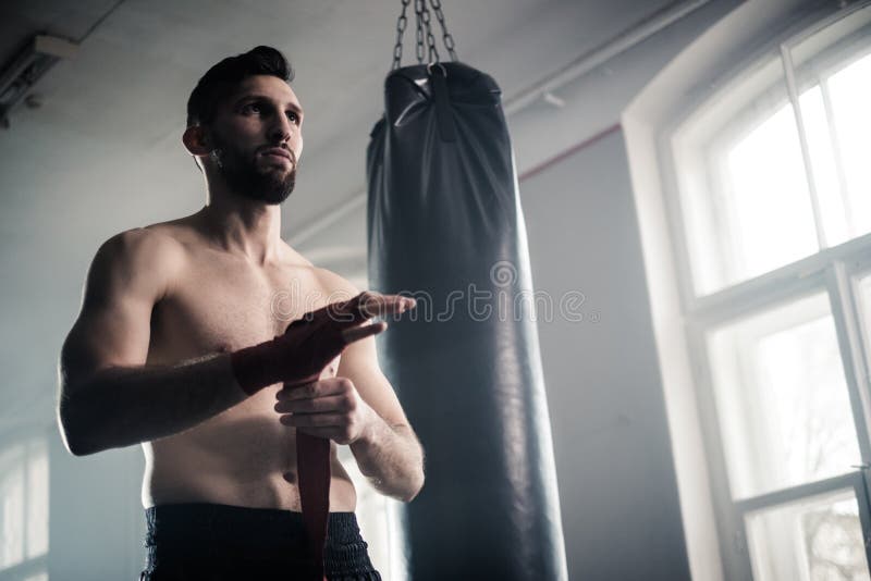 Boxer Preparing for a Hard Fight Stock Photo - Image of boxing, body ...