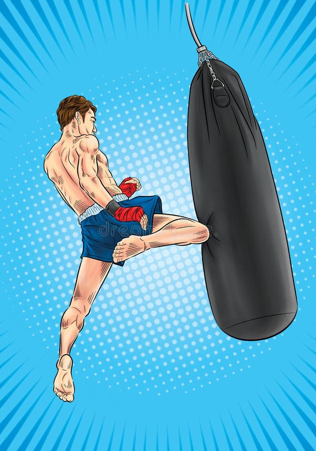 The Boxer is Preparing for Training. Stock Illustration - Illustration ...