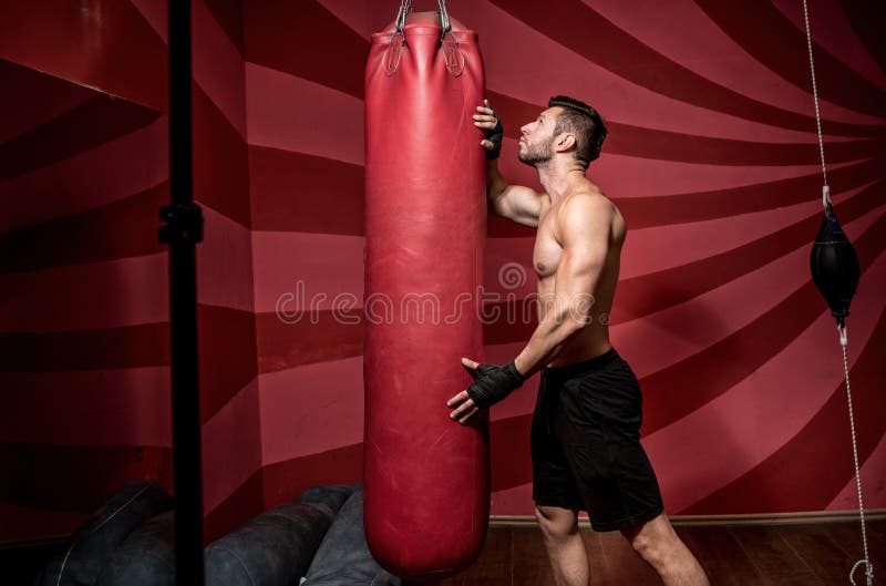 Boxer Preparing for Training, Stretching and Working Out Stock Photo ...