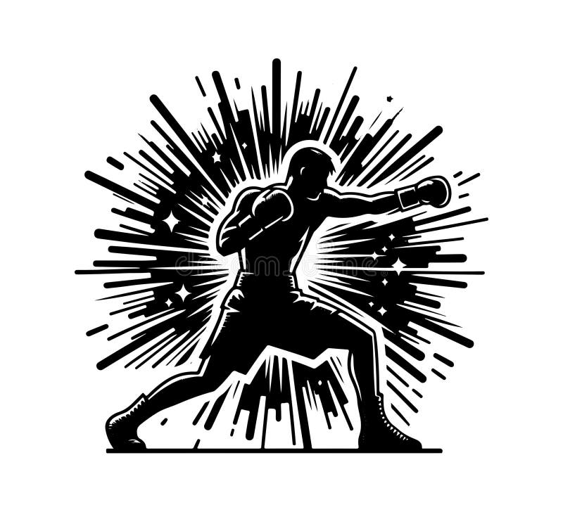 Boxer silhoutte jab punch stock vector. Illustration of woman - 338355288