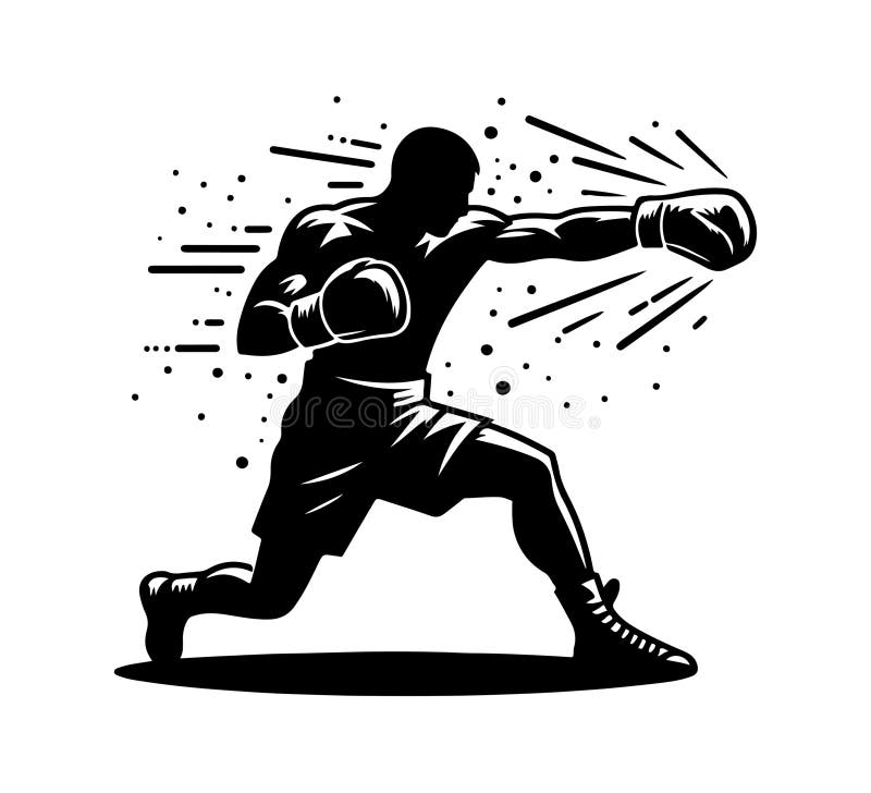 Boxer silhoutte jab punch stock vector. Illustration of vector - 338355307