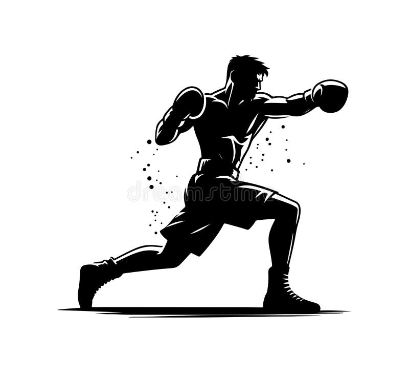 Boxer silhoutte jab punch stock vector. Illustration of drawing - 338355388