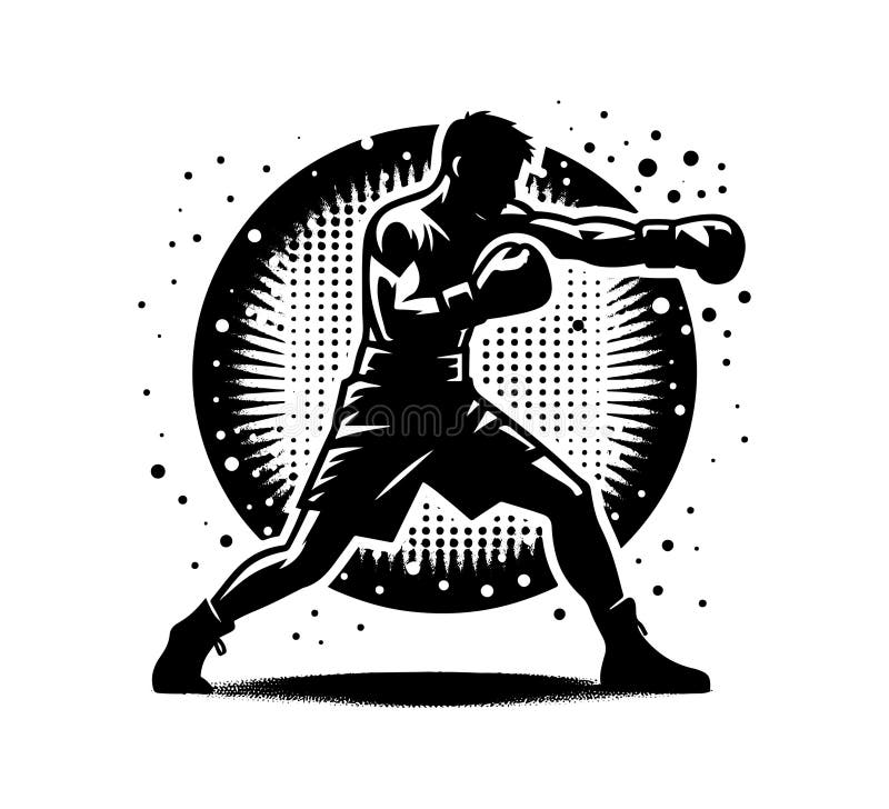 Boxer silhoutte jab punch stock vector. Illustration of view - 338355686
