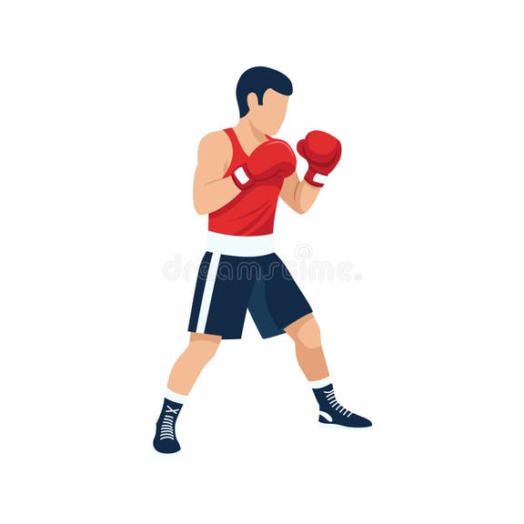 Boxer in Stance Flat Icon stock illustration. Illustration of athlete ...