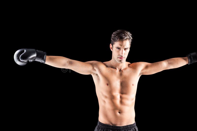 Boxer Standing with Arms Outstretched Stock Image - Image of healthy ...