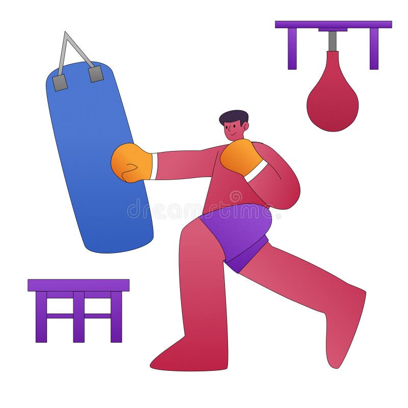 Boxer Throwing Punch Flat Illustration Stock Illustration ...