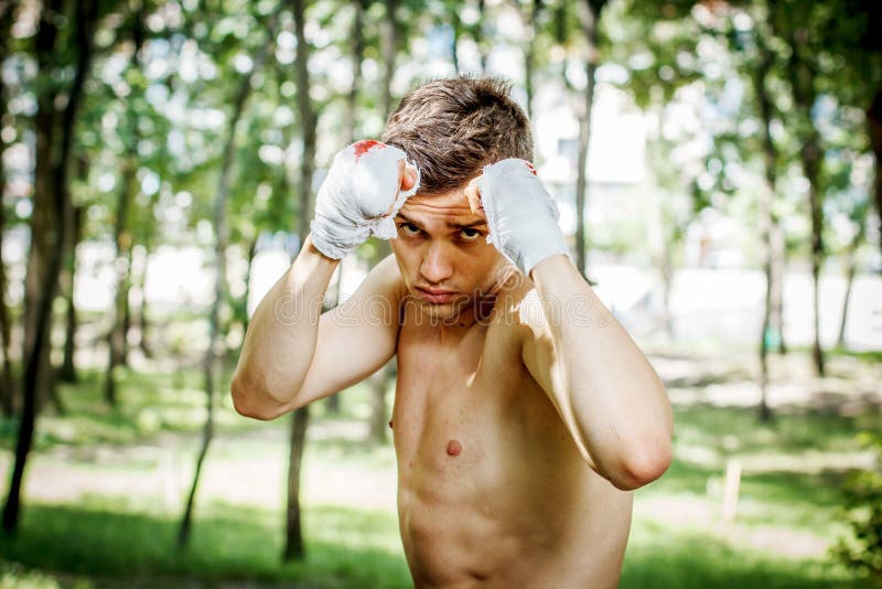 Boxer is training stock photo. Image of battle, bandage - 180653374