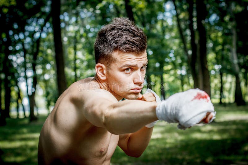 Boxer is training stock photo. Image of fist, kickboxing - 180653620