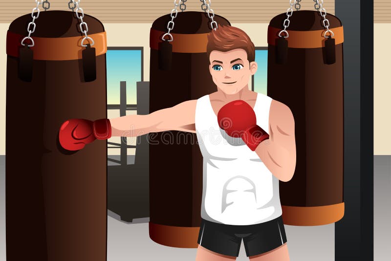 Boxer training in the gym stock vector. Illustration of active - 44924539
