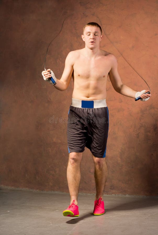 Boxer Training Using a Skipping Rope Stock Image - Image of brown ...