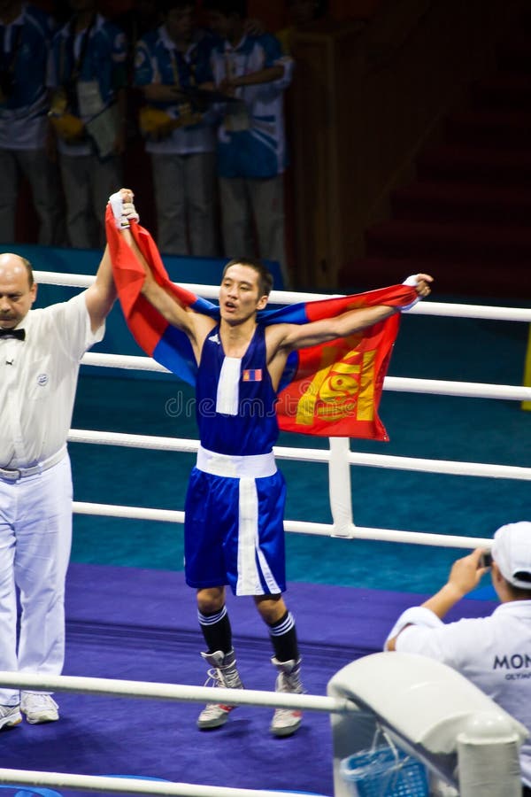 Boxer Wears Flag after Winning Gold Editorial Photography - Image of ...