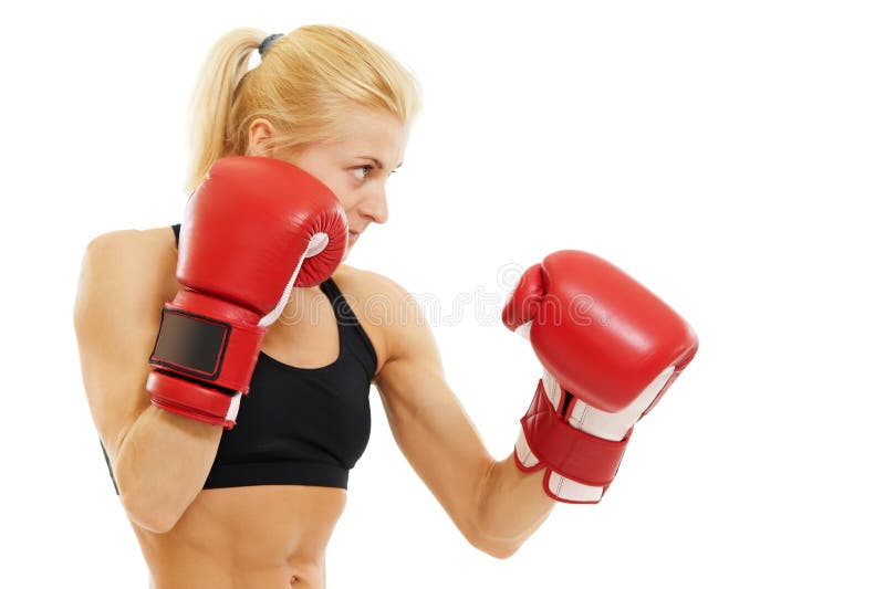 Boxer Woman with Red Boxing Gloves Stock Photo - Image of boxing, hand ...