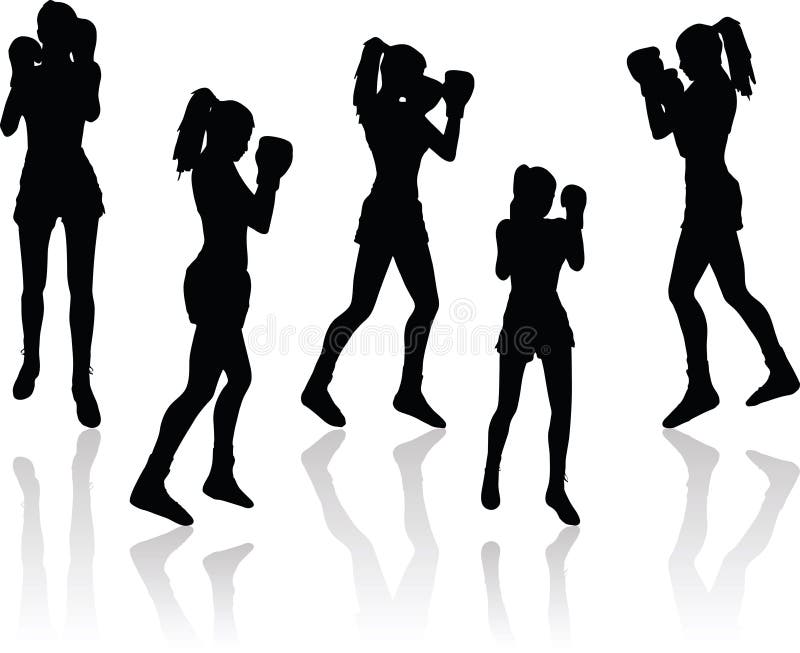 Boxer Woman Vector Silhouette Stock Vector - Illustration of fight ...